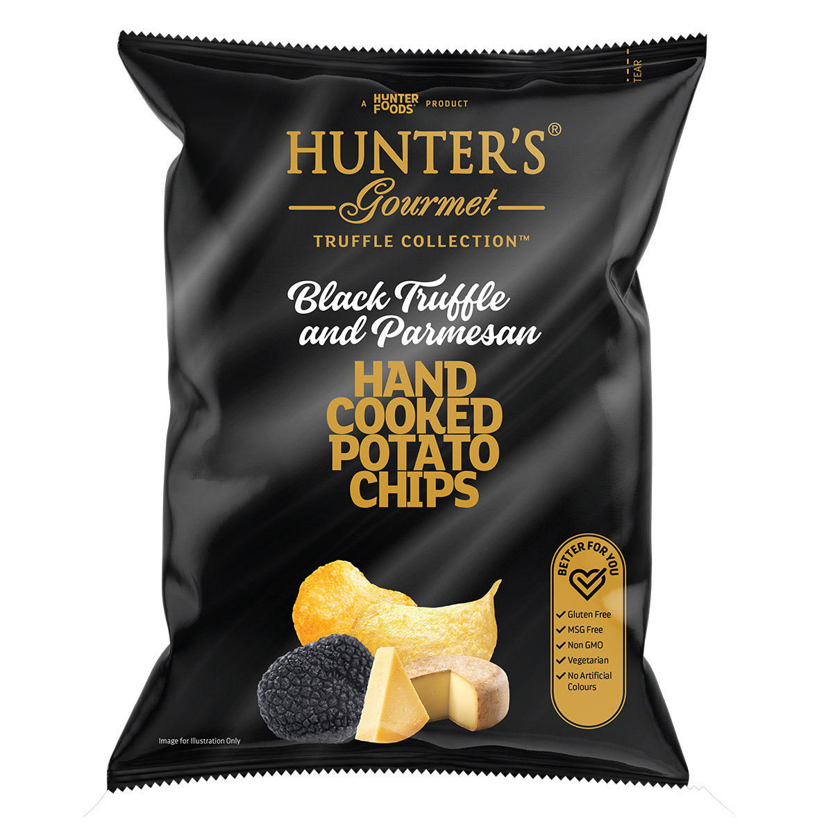 HUNTER'S GOURMET POTATO CHIPS - BLACK TRUFFLE & PARMESAN 125g– The ...