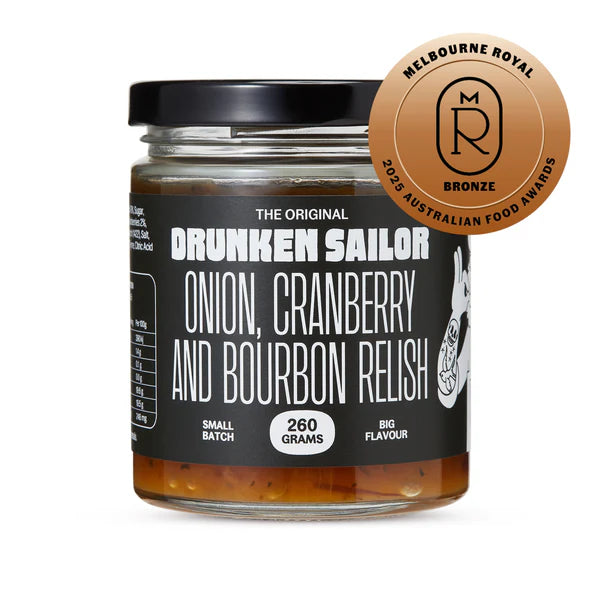 DRUNKEN SAILOR ONION, CRANBERRY & BOURBON RELISH 260g– The Magic ...
