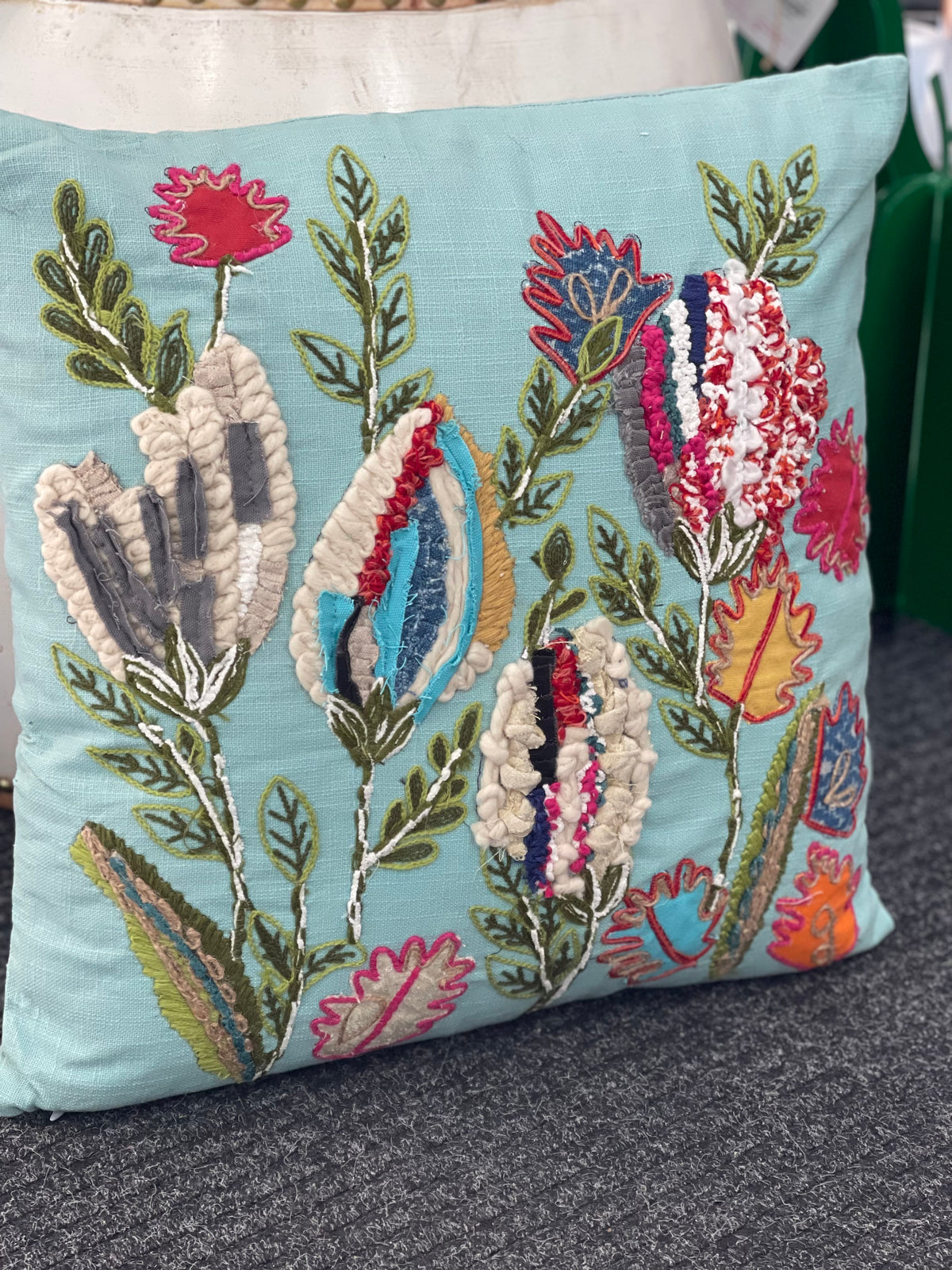 RUBY STAR CUSHION - UPCYCLED PALE BLUE– The Magic Pudding Tamworth